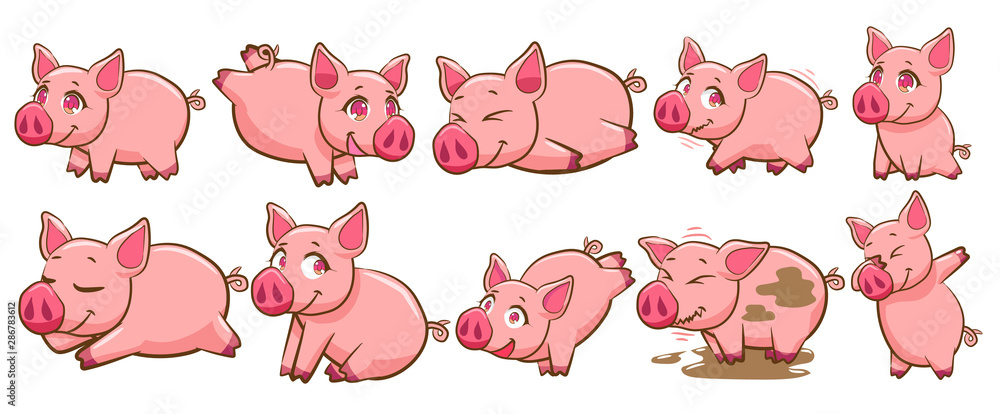 pig vector set graphic clipart design Stock Vector | Adobe Stock