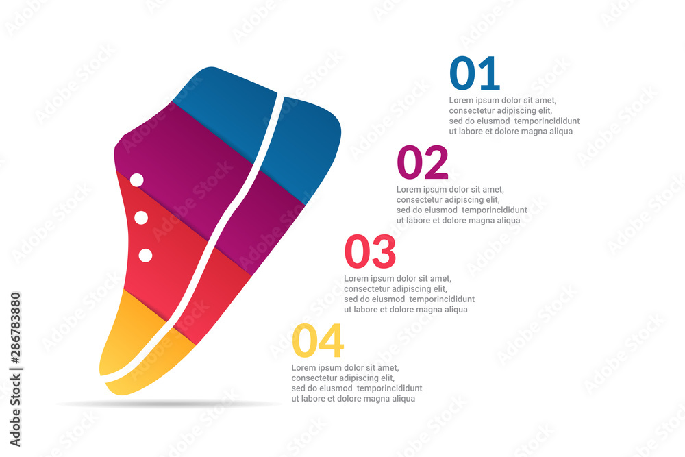 shoe Infographic design with options or list. Infographic of fashion ...