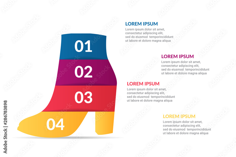 shoe Infographic design with options or list. Infographic of fashion business concept for ...