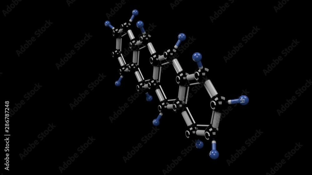 Tetracene molecule. Molecular structure of tetracene, chemical compound ...