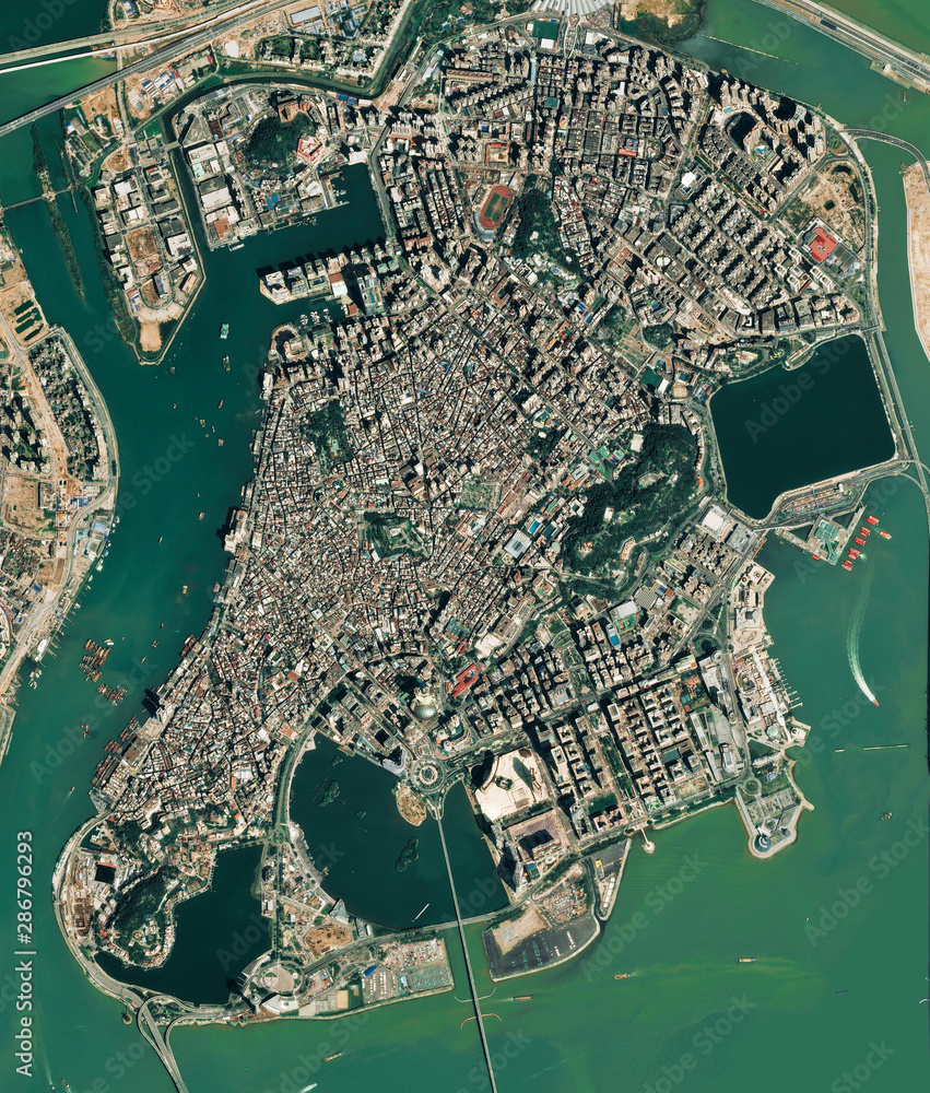 High resolution Satellite image of Macau, China (Isolated imagery of ...