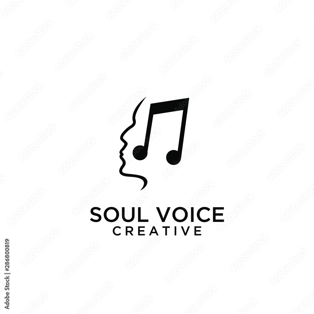 Singer Vocal Choir with Music Notes - Singing Woman Face logo design ...