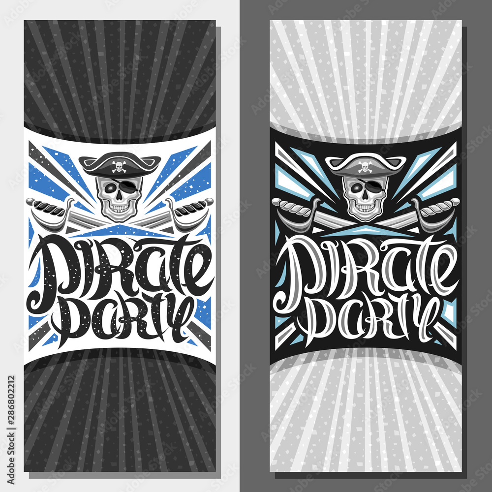 Vector layouts for Pirate Party, brochure with illustration of human ...