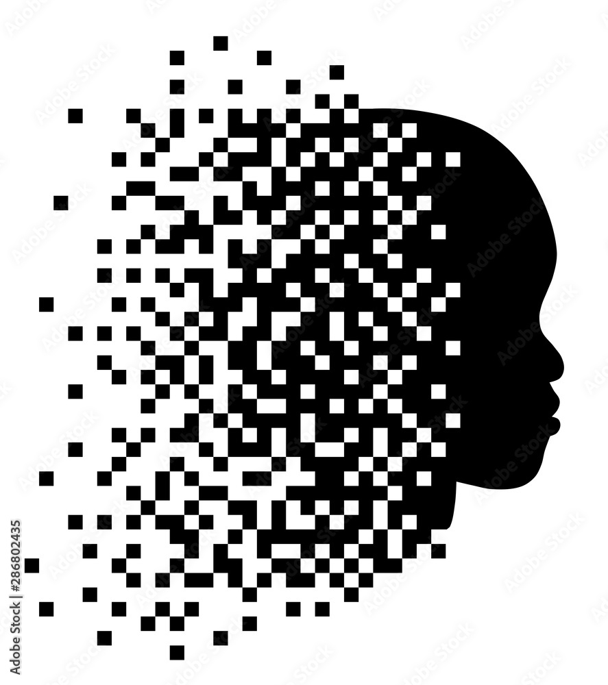 Silhouette of human head, pixel art Stock Vector | Adobe Stock