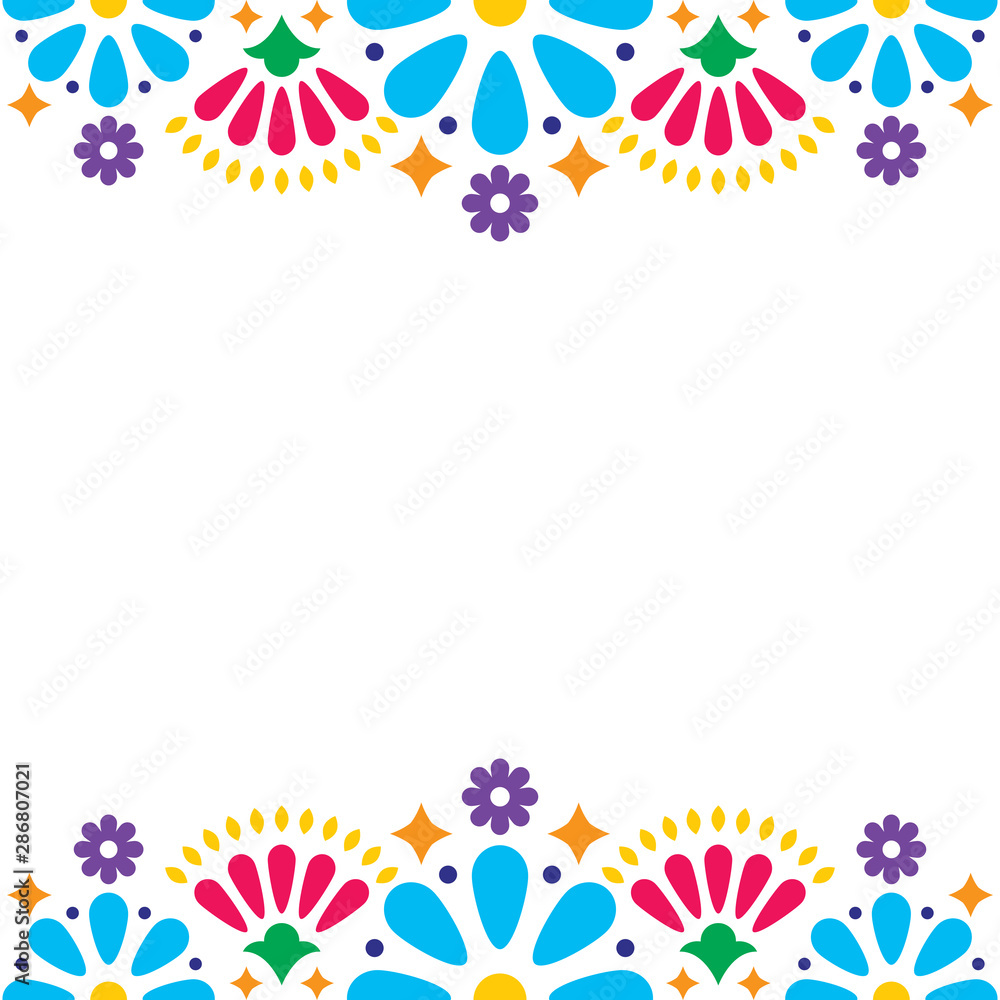 Mexican folk vector wedding or party invitation, greeting card ...