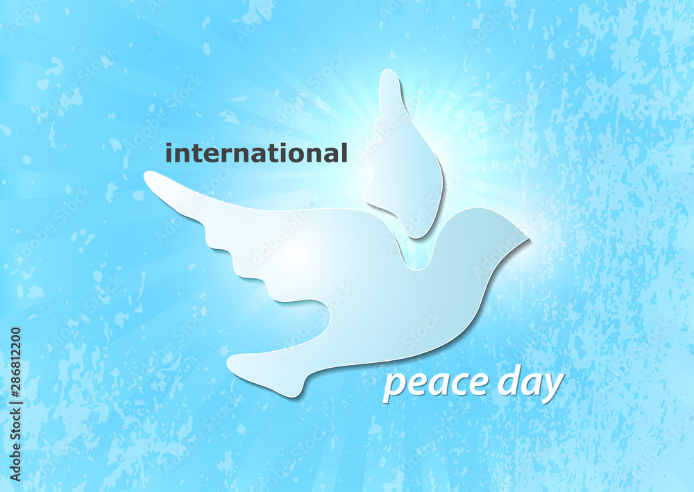 Poster for World Peace Day. The concept of a dove of peace. A symbol of ...