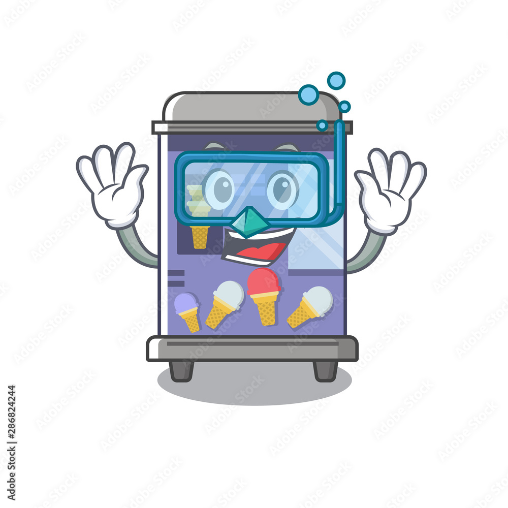 Diving ice cream vending machine isolated the cartoon Stock Vector ...