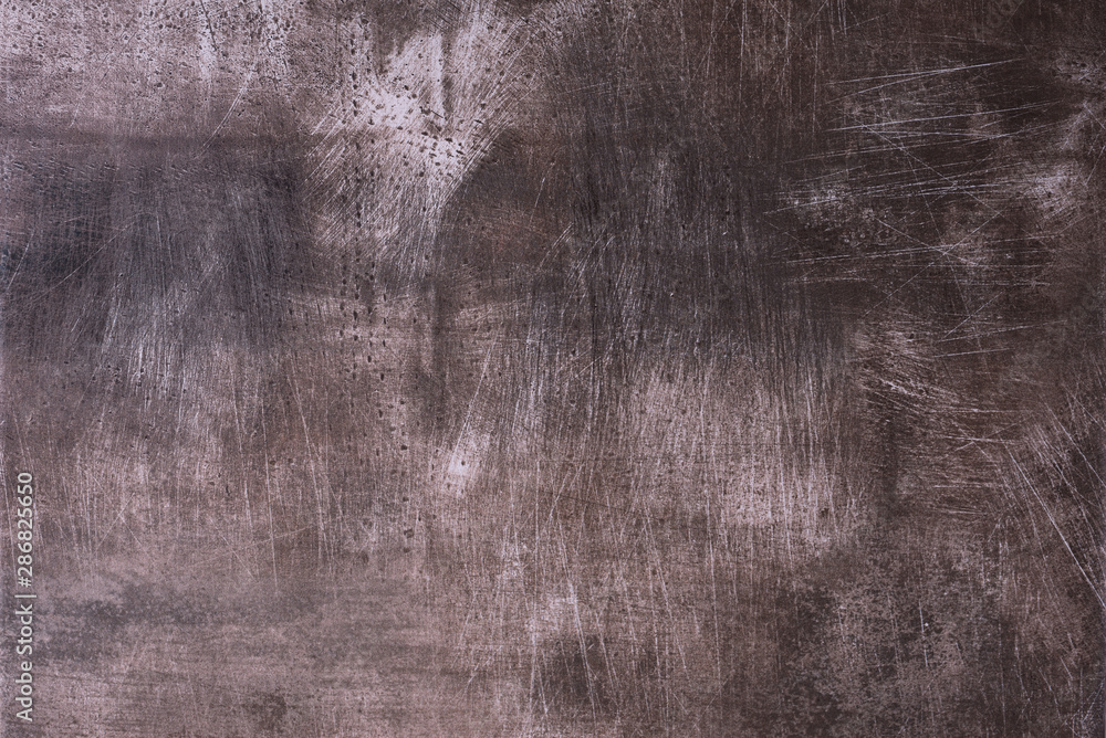 Abstract dark brown grunge texture with scratches, copy space. Banner ...