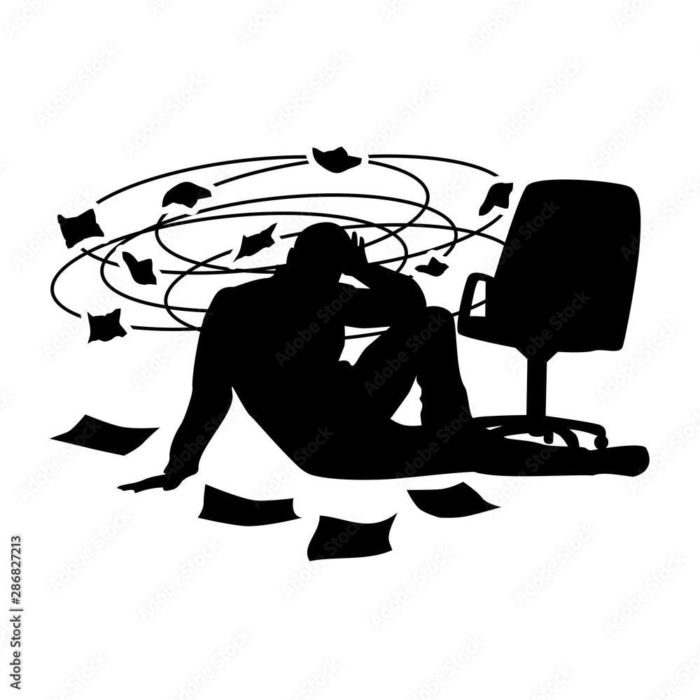 Tired Office Worker Clipart Black