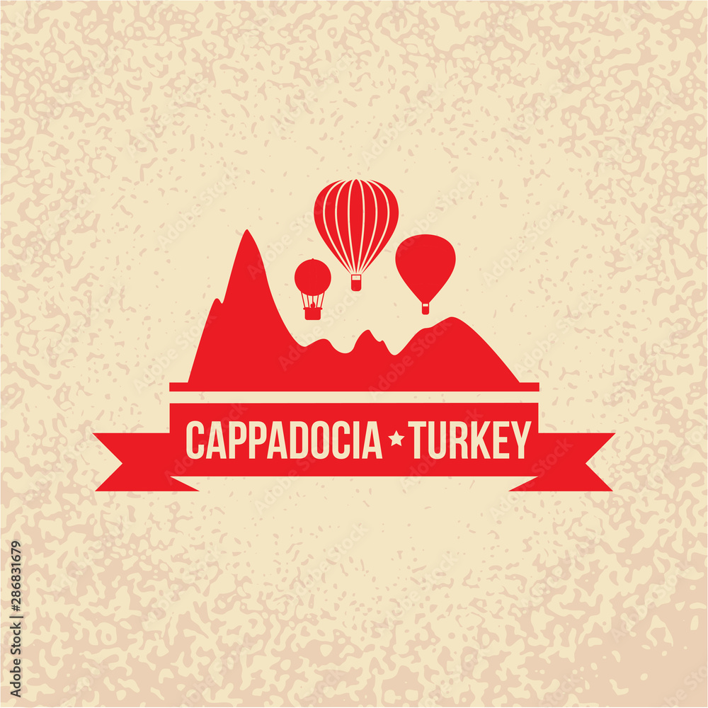 Cappadocia, Turkey detailed silhouette. Trendy vector illustration ...