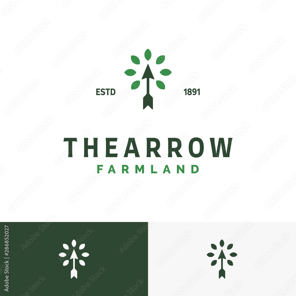 Vintage Simple Arrow Leaf Farm Land logo design Stock Vector | Adobe Stock
