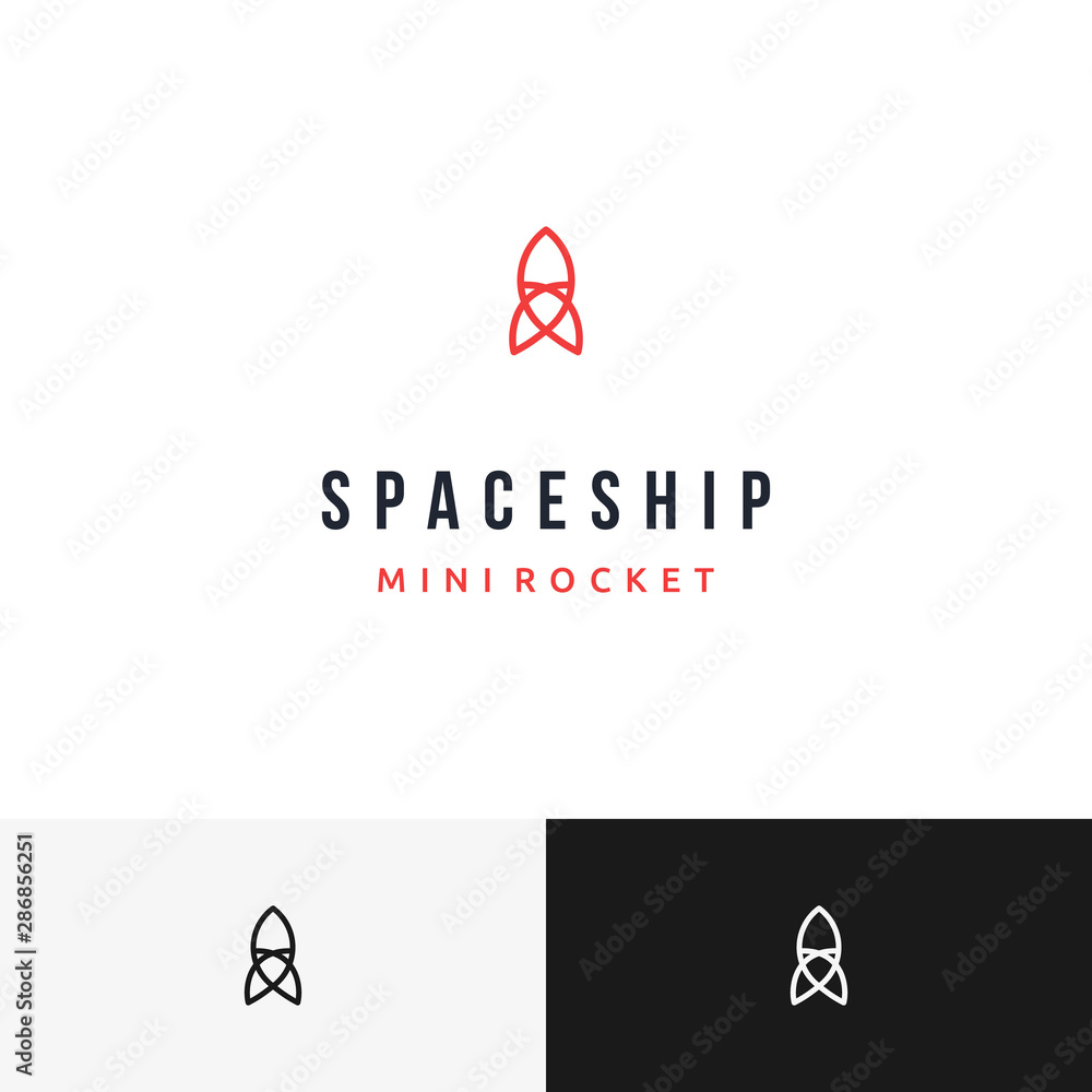 Simple Mono Line Rocket Spaceship Astronomy Space logo design ...
