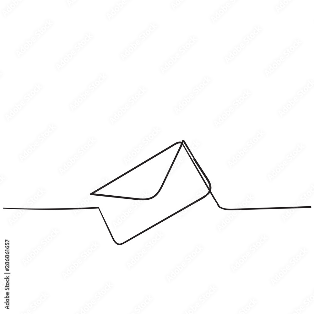 One continuous line drawing of email icon isolated on white background ...
