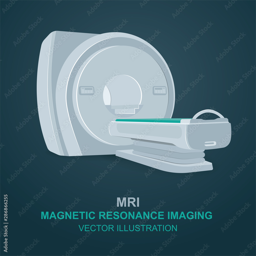 MRI. Magnetic resonance imaging device. Isolated MRI scanner vector ...