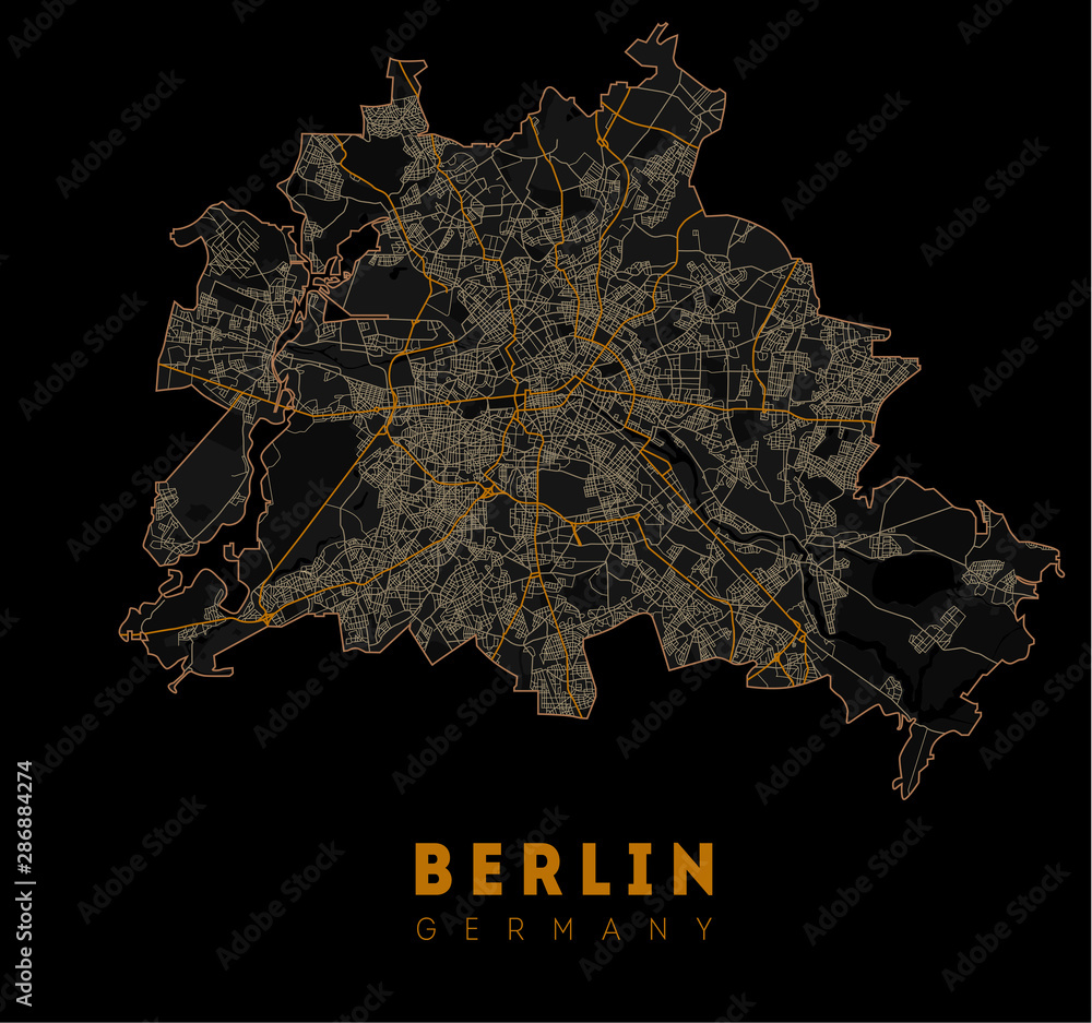 Berlin map. Detailed poster city map Berlin. Germany Stock Illustration ...