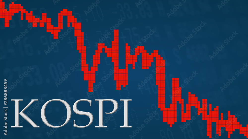 The Korea Composite Stock Price Index or KOSPI is falling. The red ...
