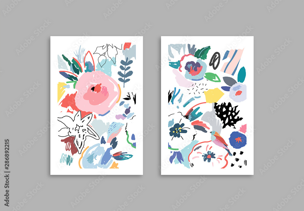 Cards With Floral Elements Stock Template | Adobe Stock