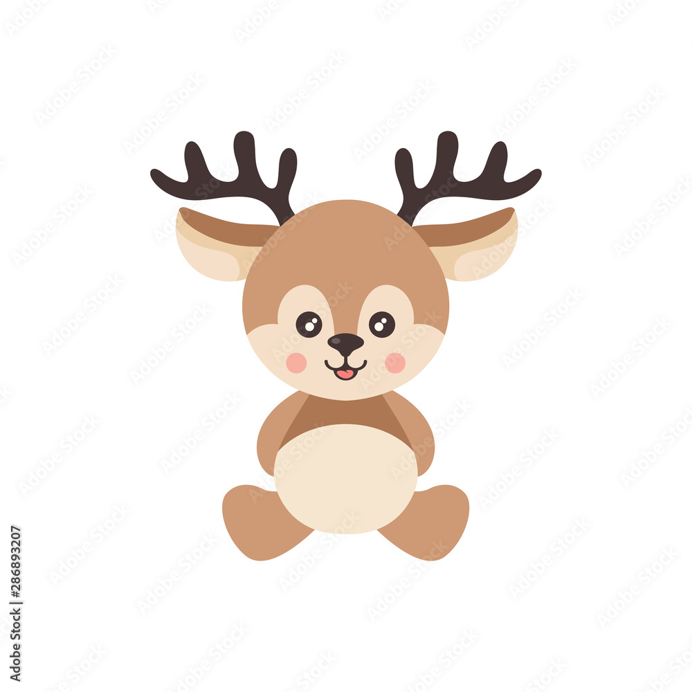 cartoon cute deer sitting vector Stock Vector | Adobe Stock