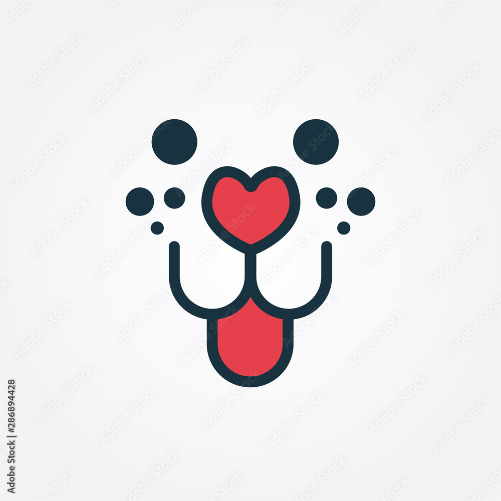 Dog face. Simple shape dog face logo and icon. Dog nose in form of ...