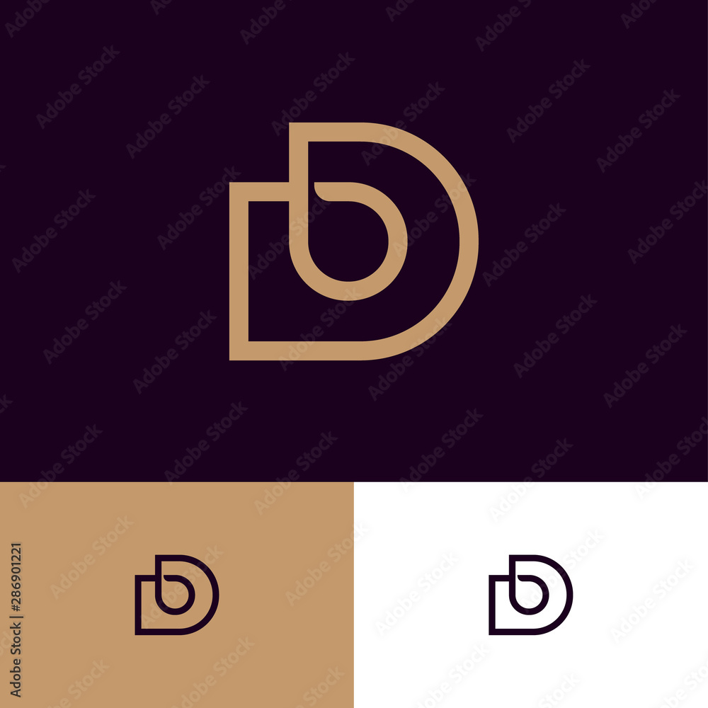 BD logo. B and D golden monogram. Original symbol on black background ...