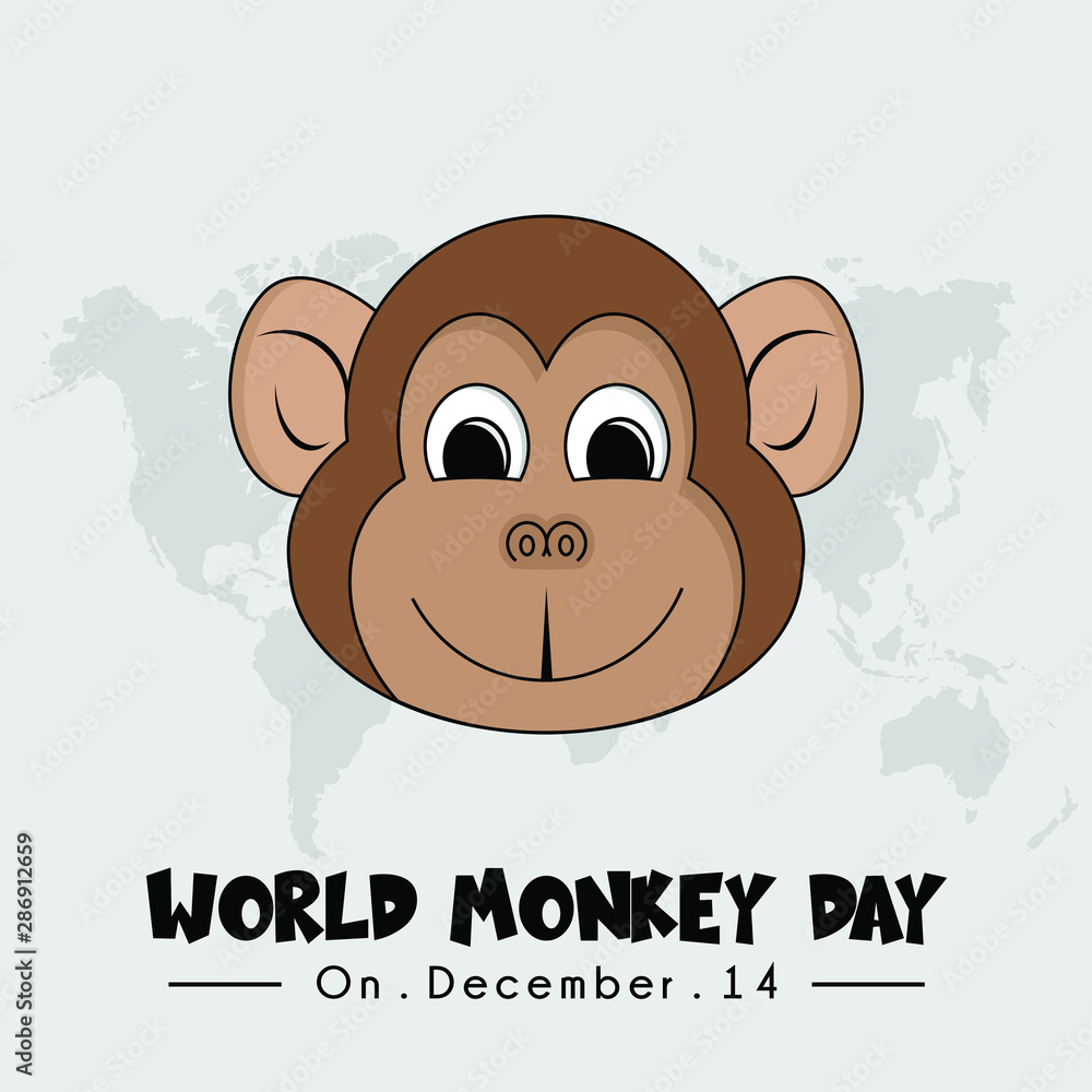 World Monkey Day with Monkey Face Vector cartoon Stock Vector | Adobe Stock