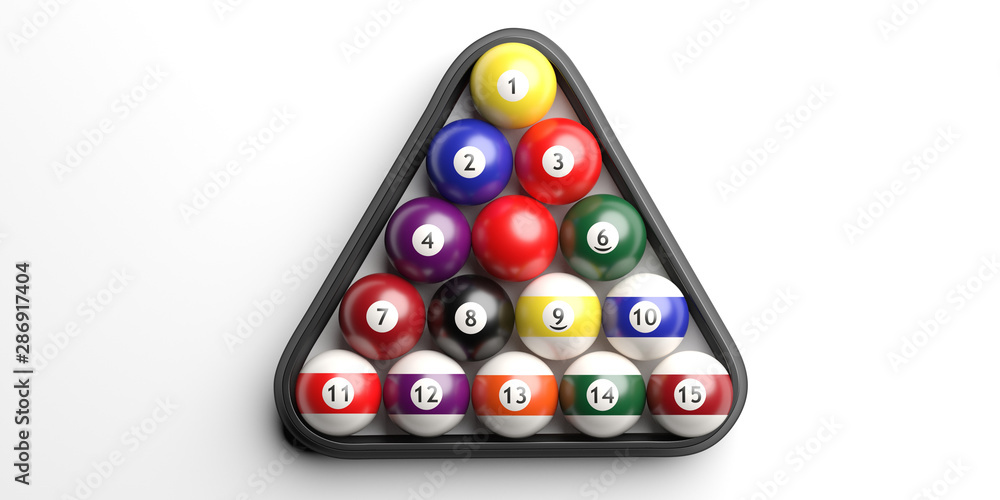 Billiard balls set isolated against white background. 3d illustration ...