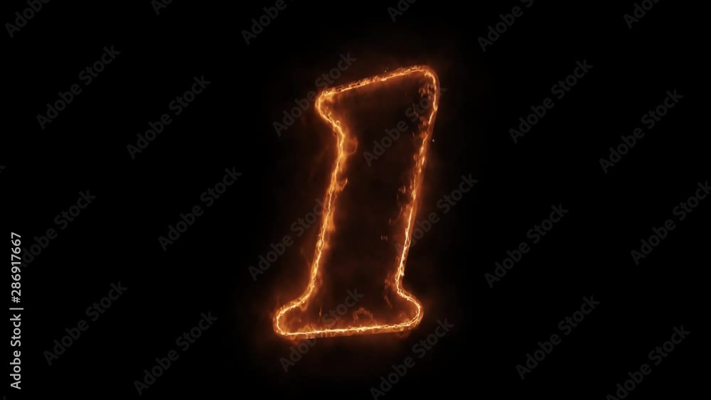 Number 1 Word Hot Animated Burning Realistic Fire Flame and Smoke ...