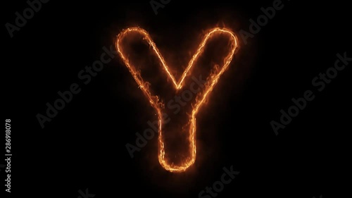 Alphabet Y Word Hot Animated Burning Realistic Fire Flame and Smoke ...