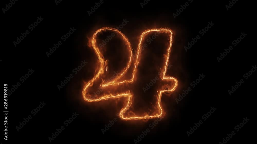 Number 4 Word Hot Animated Burning Realistic Fire Flame and Smoke ...