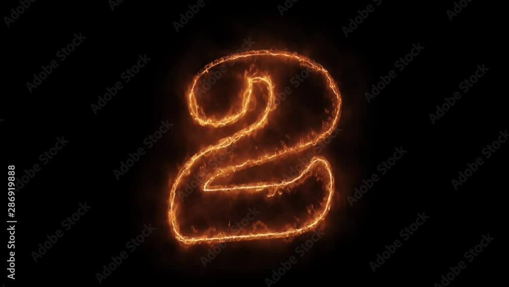 Number 2 Word Hot Animated Burning Realistic Fire Flame and Smoke ...