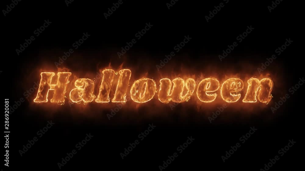 Helloween Word Hot Animated Burning Realistic Fire Flame and Smoke ...