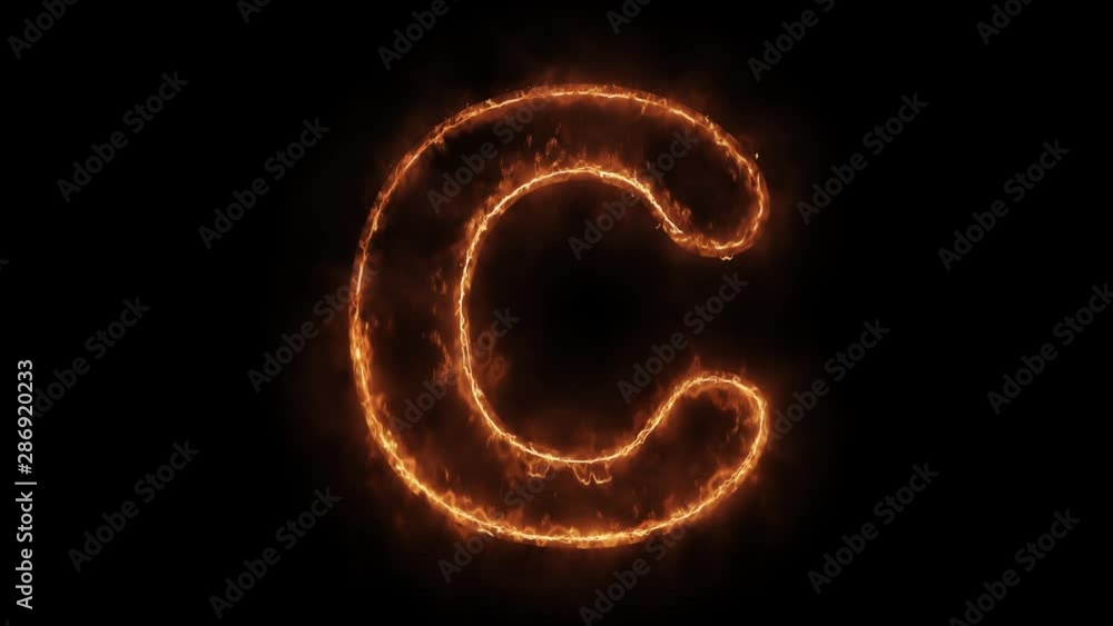 Alphabet C Word Hot Animated Burning Realistic Fire Flame and Smoke ...