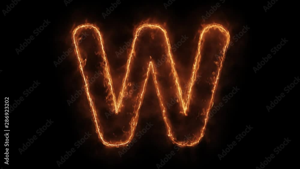 Alphabet W Word Hot Animated Burning Realistic Fire Flame and Smoke ...