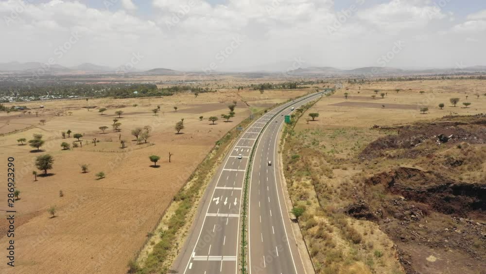 Drone flight of new six lane highway connecting Adama city to Addis ...
