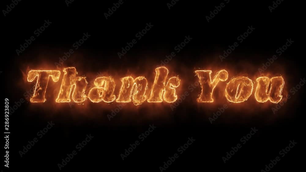 Thank You Word Hot Animated Burning Realistic Fire Flame and Smoke ...