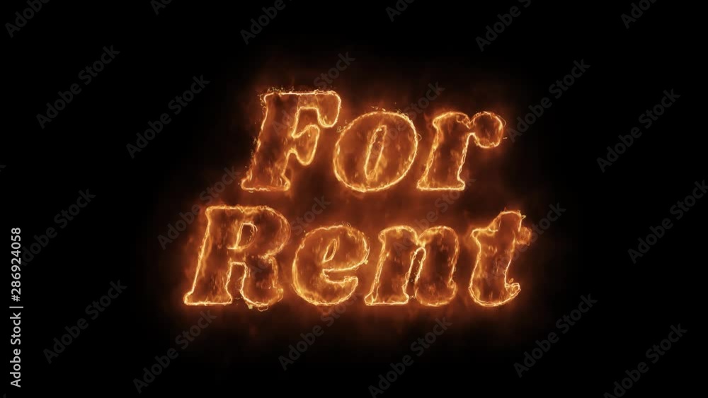 For Rent Word Hot Animated Burning Realistic Fire Flame and Smoke ...
