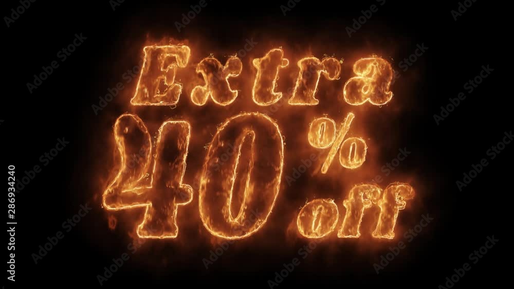 Extra 40% Percent Off Word Hot Animated Burning Realistic Fire Flame ...