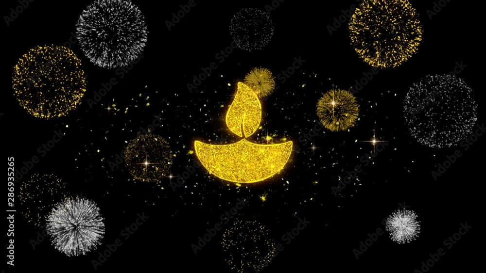 Diya, Lamp, Diwali, Decoration, Festival, Indian Icon on Glitter Golden ...