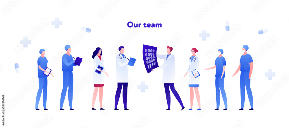 Vector flat doctor team medical person illustration. Male and female ...