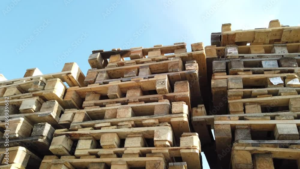 Wooden euro pallets for transfering goods to customers. Used wooden ...