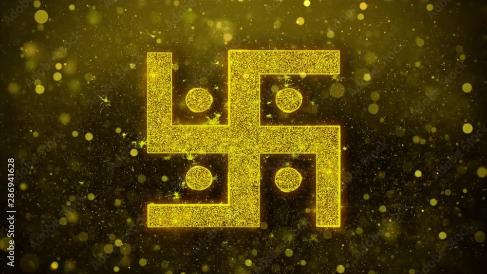 Hindu, holy, indian, religion, swastika, swastika Icon Golden Glitter ...