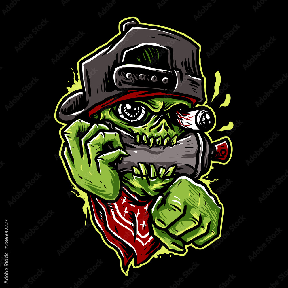 zombie graffiti with spray paint can vector illustratiion Stock Vector ...