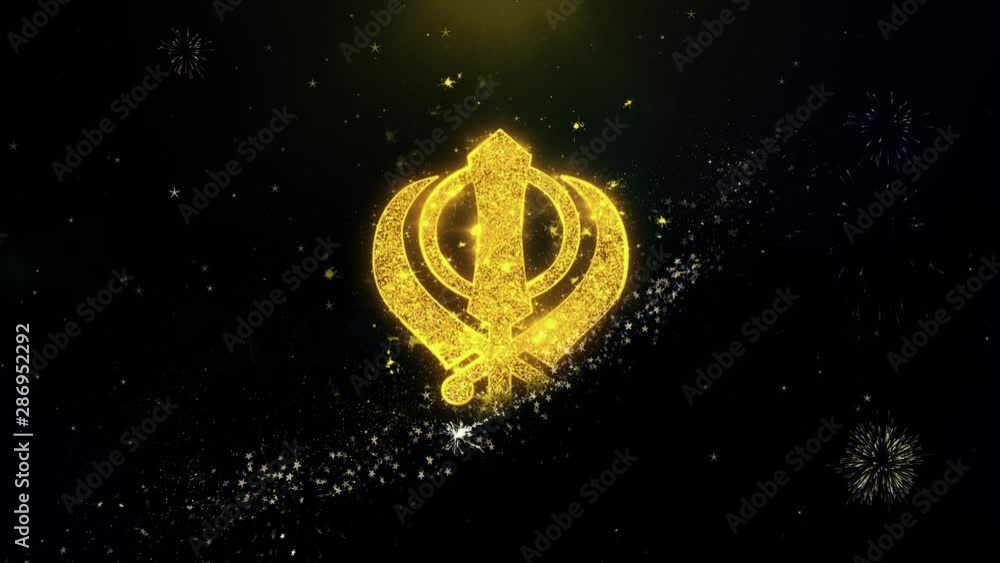 Khanda, religion, religious symbol, sikhism Icon on Gold Glitter ...