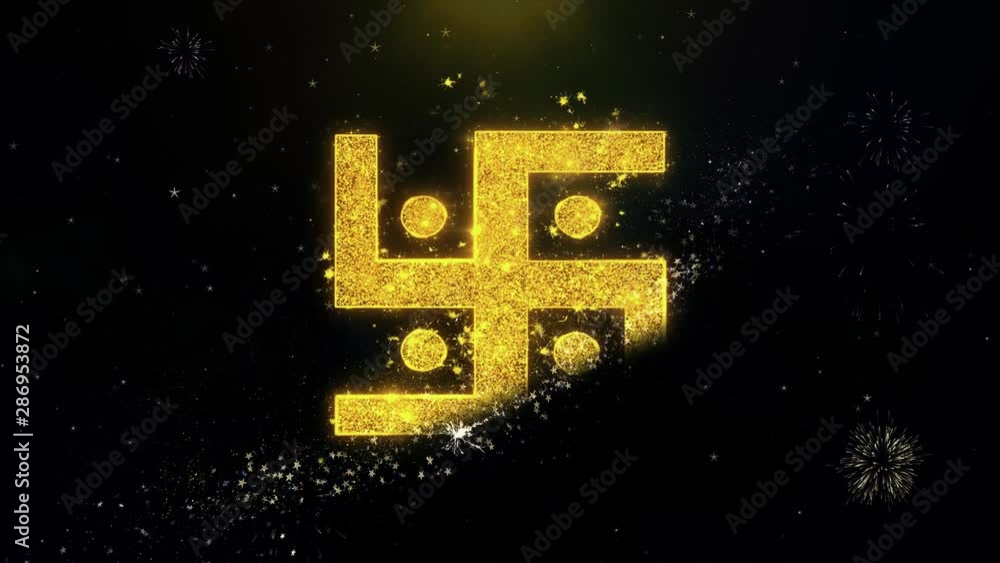 Hindu, holy, indian, religion, swastika, swastika Icon on Gold Glitter ...