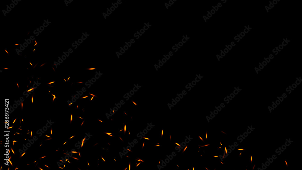 Fire embers particles texture overlays . Burn effect on isolated black ...