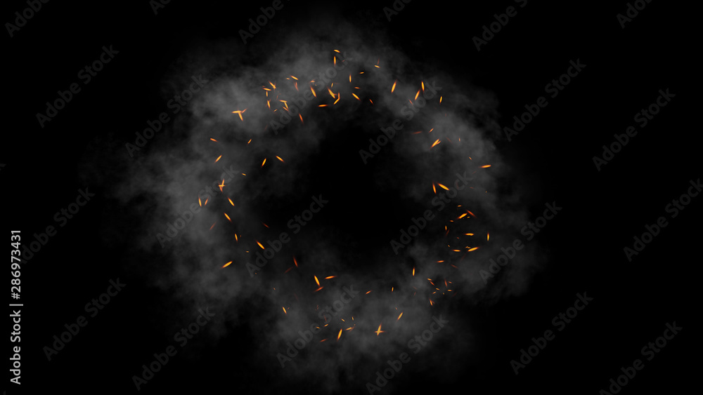 Fire embers particles texture overlays . Burn effect on isolated black ...