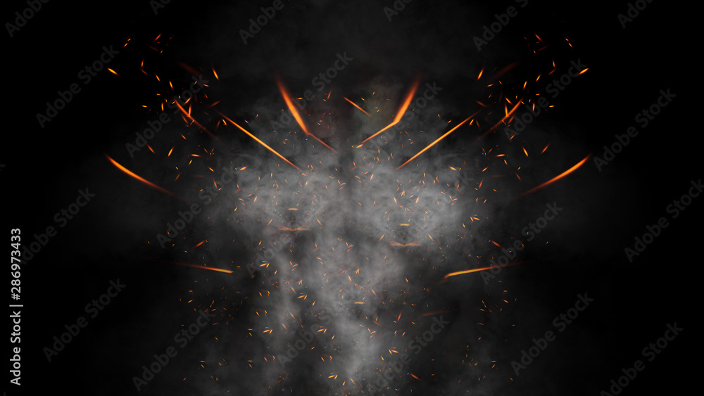 Fire embers particles texture overlays . Burn effect on isolated black ...