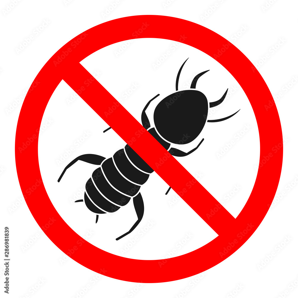NO TERMITES sign. Exterminator symbol. Vector icon. Stock Vector ...