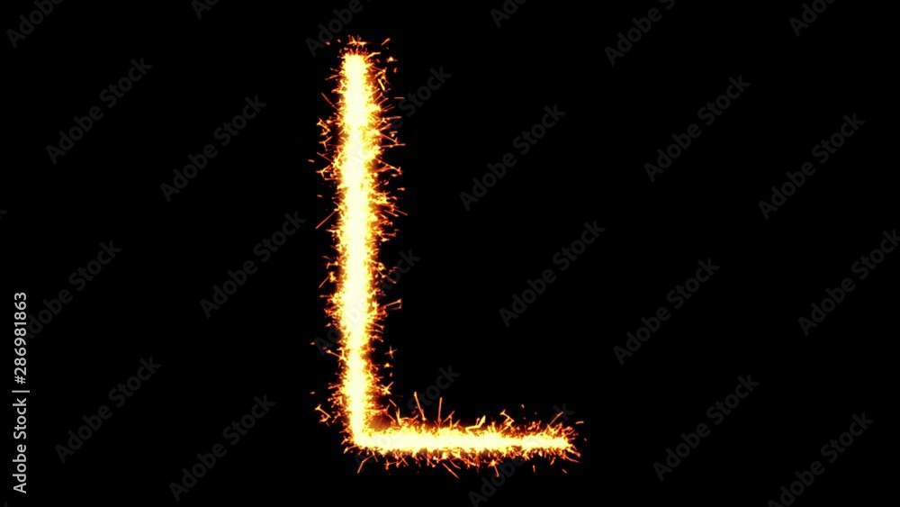 Alphabet L Text Sparkler Writing With Glitter Sparks Particles Firework ...