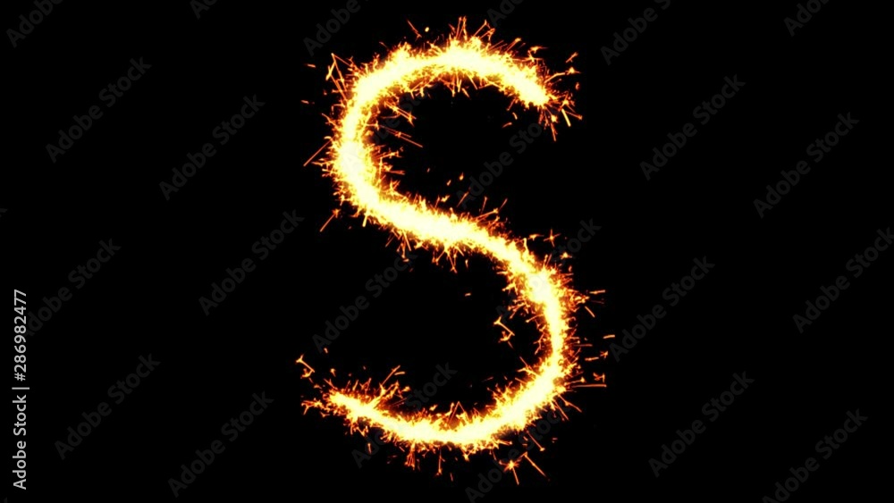 Alphabet S Text Sparkler Writing With Glitter Sparks Particles Firework ...